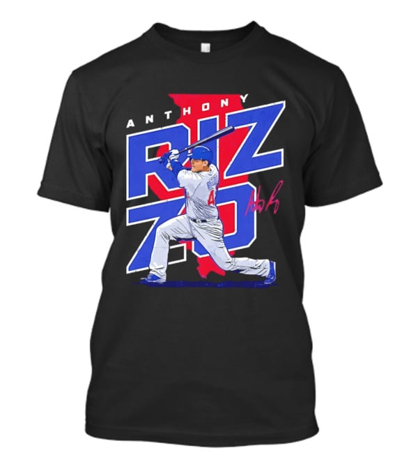Anthony Rizzo 44 Chicago Cubs Batting Illinois Map T-Shirt