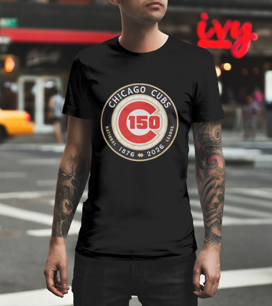 Chicago Cubs National League 150th Anniversary 1876 2026 Pinstripes T-Shirt