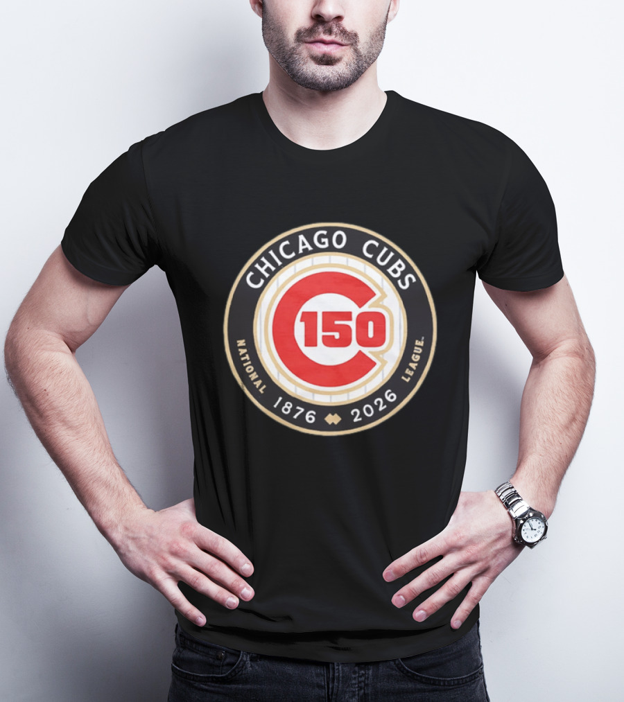 Chicago Cubs National League 150th Anniversary 1876 2026 Pinstripes T-Shirt