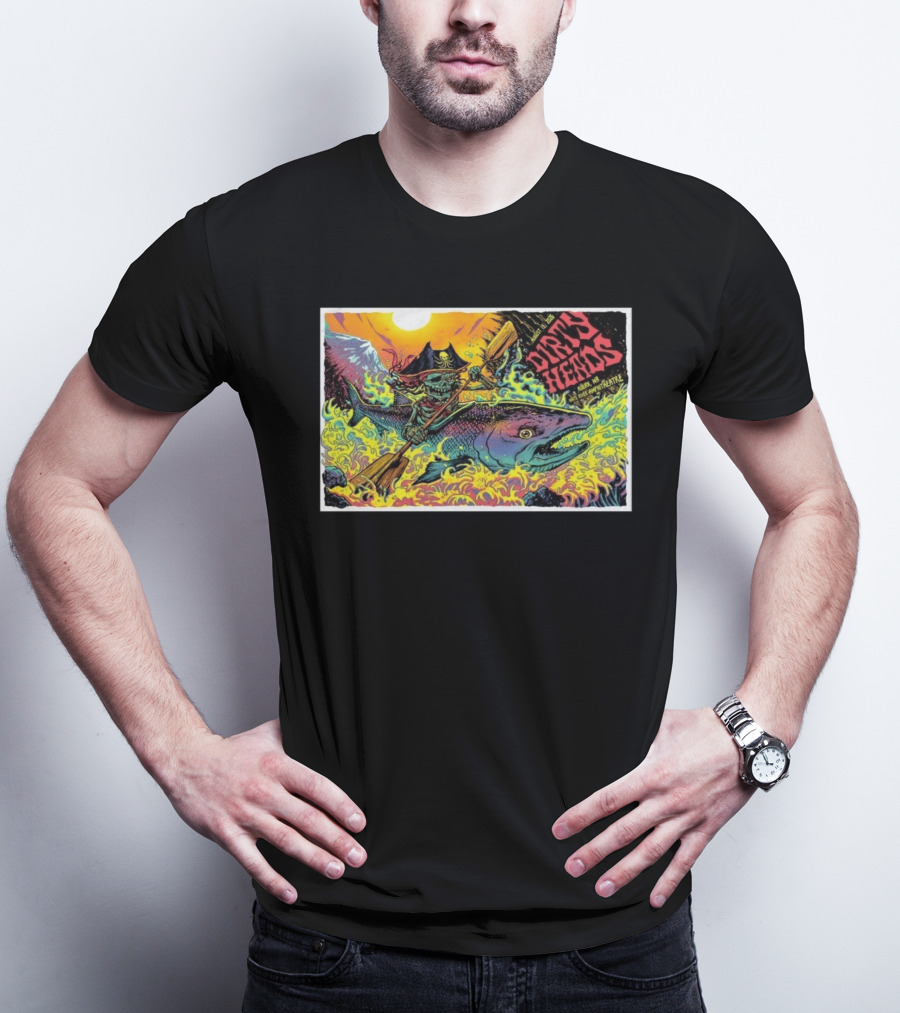 Dirty Heads Aug 13 2026 Skeleton Pirate Riding Fish White River Amphitheatre Auburn WA T-Shirt