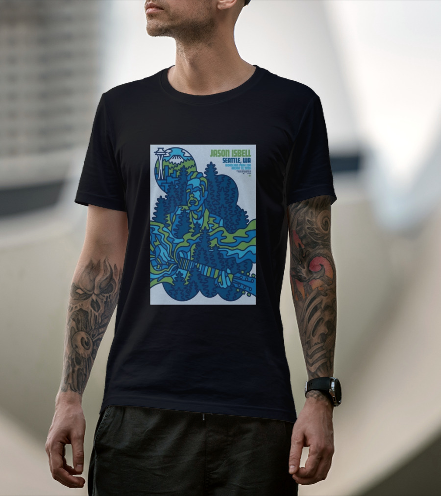 Jason Isbell Seattle WA Woodland Park Zoo August 13 2026 Concert With Space Needle And Mt Rainier T-Shirt