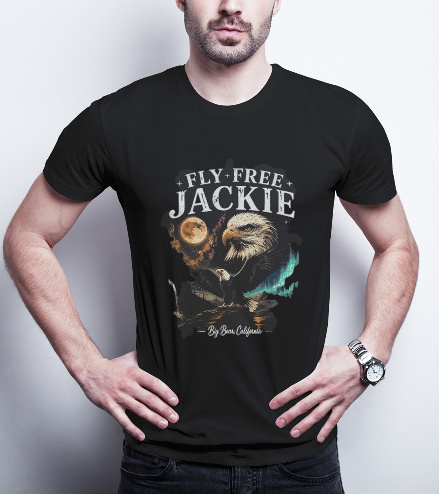 Fly Free Jackie Eagle Moon Big Bear California T-Shirt