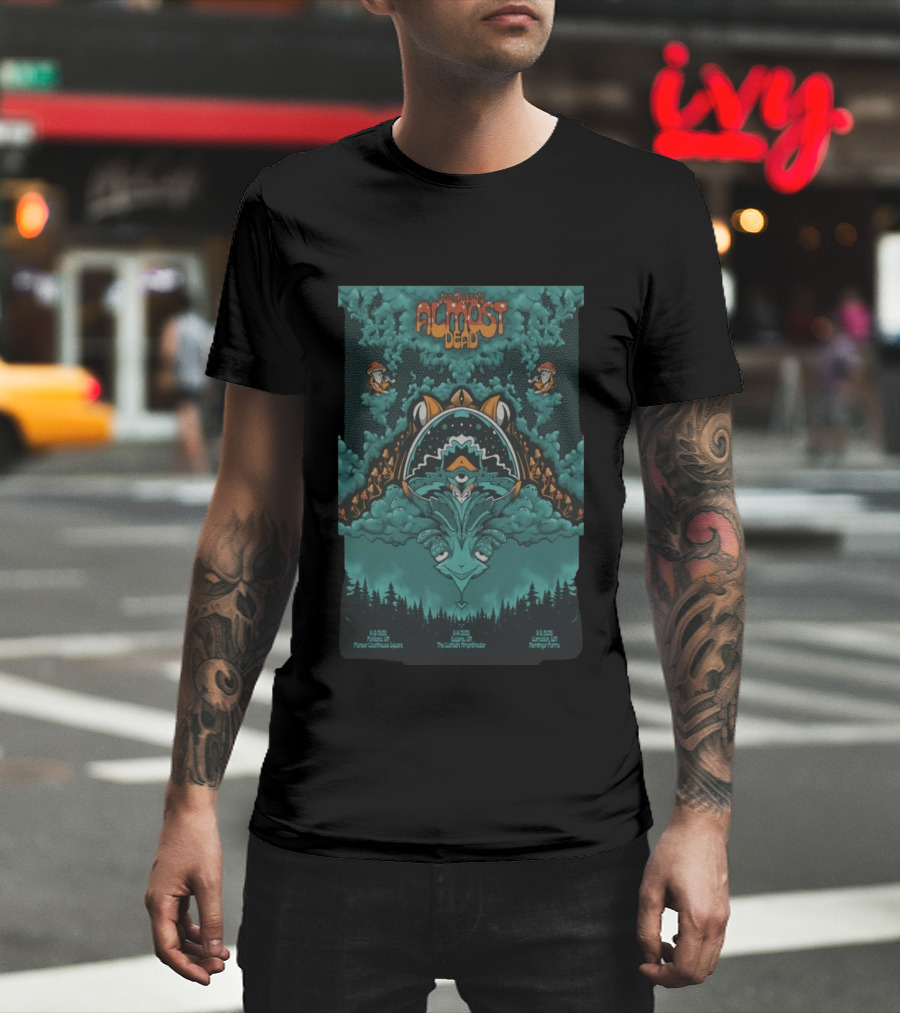 Joe Russo's Almost Dead Tour 2026 Portland Pioneer Courthouse Square Eugene Cuthbert Amphitheater Carnation Remlinger Farms Psychedelic T-Shirt
