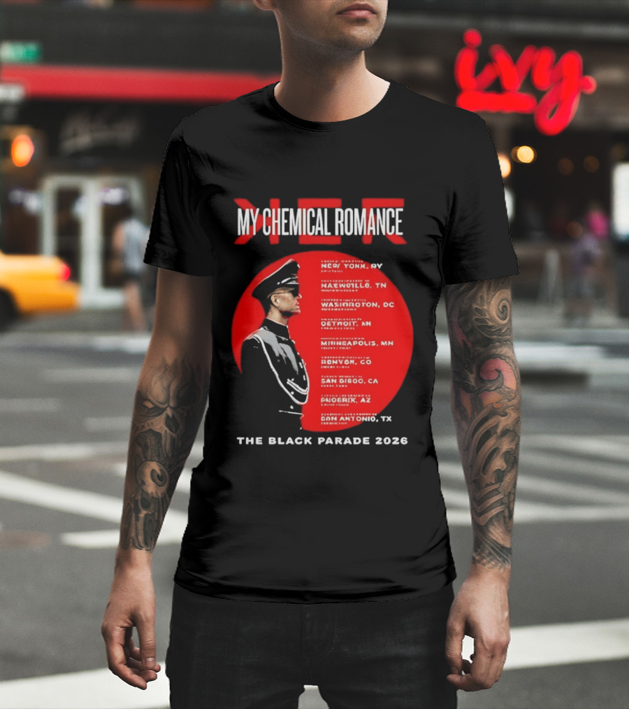 My Chemical Romance The Black Parade 2026 Tour Cities T-Shirt