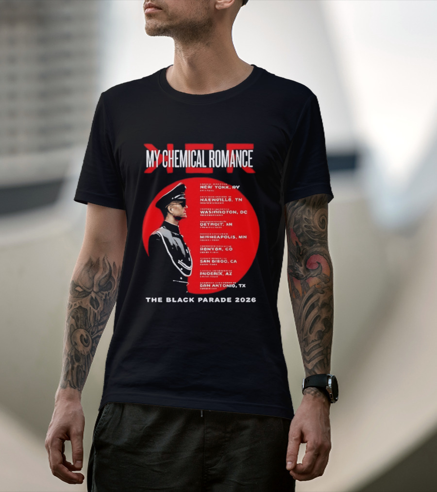 My Chemical Romance The Black Parade 2026 Tour Cities T-Shirt