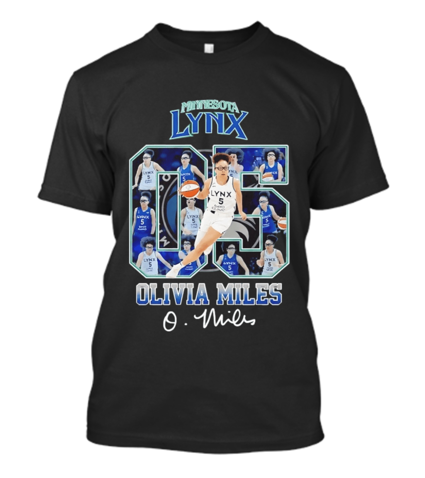 Minnesota Lynx Olivia Miles No 5 WNBA Collage T-Shirt