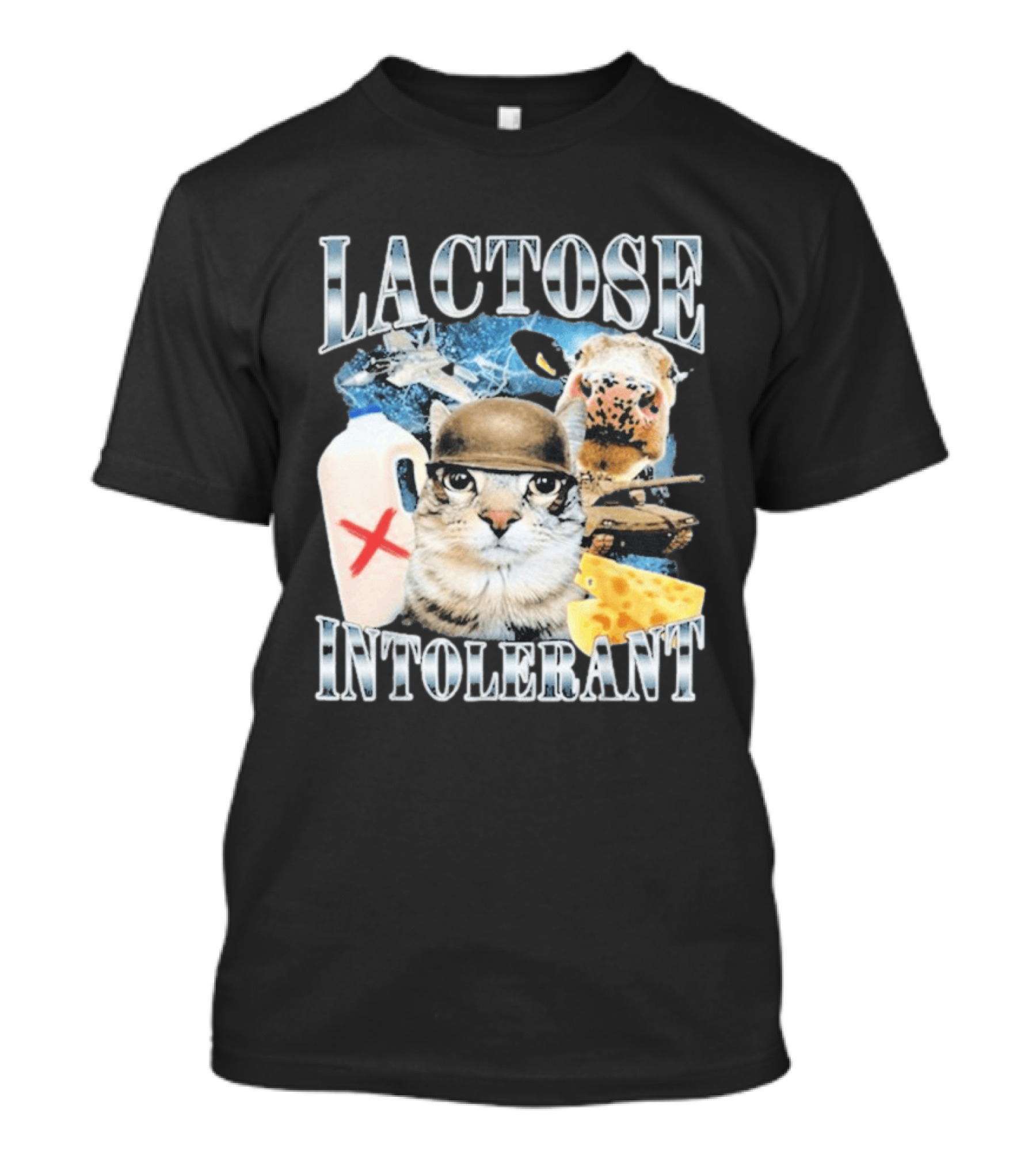 Lactose Intolerant Cat Cheese Cow Milk Jug T-Shirt