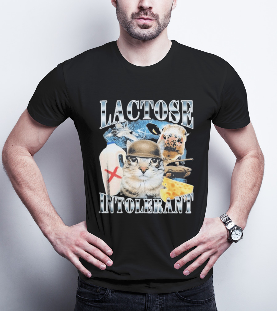 Lactose Intolerant Cat Cheese Cow Milk Jug T-Shirt