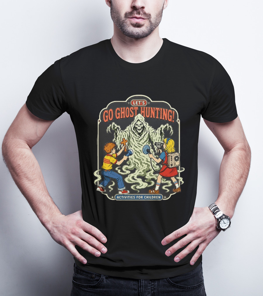 Let's Go Ghost Hunting Activities For Children With Scary Ghoul And Kids T-Shirt