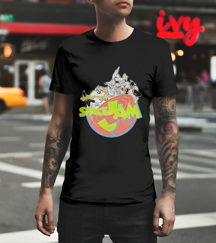 Space Jam Looney Tunes Characters Dynamic Pose T-Shirt