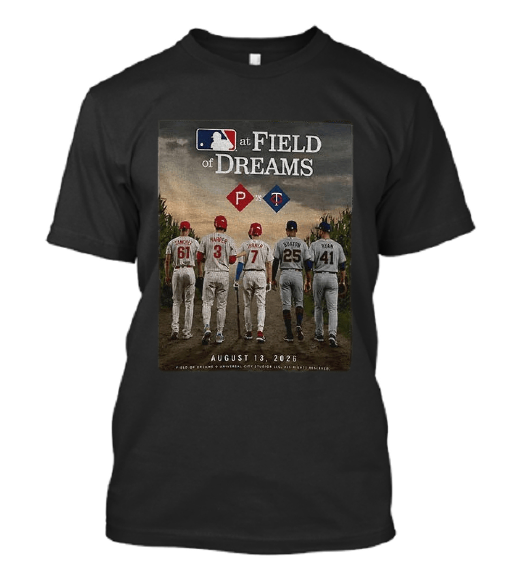 Phillies Vs Twins MLB At Field Of Dreams August 13 2026 T-Shirt