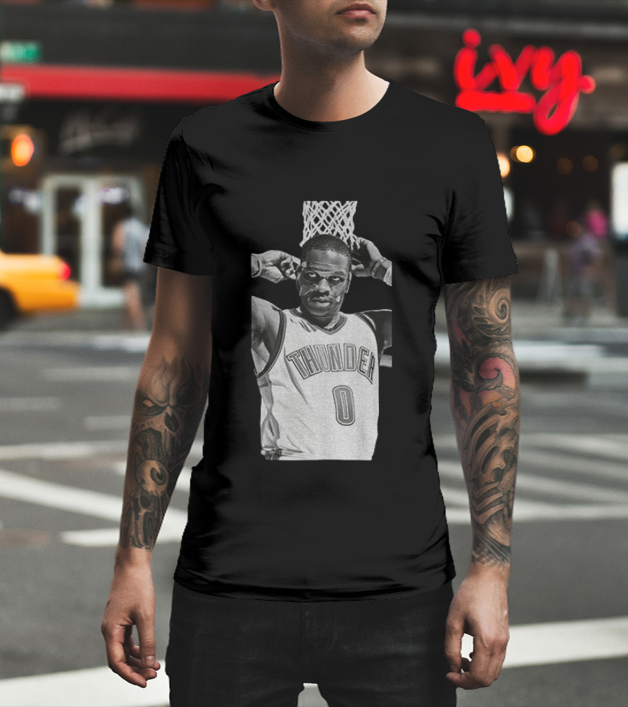 Russell Westbrook Masked OKC Thunder Basketball Legend Iconic Number 0 T-Shirt