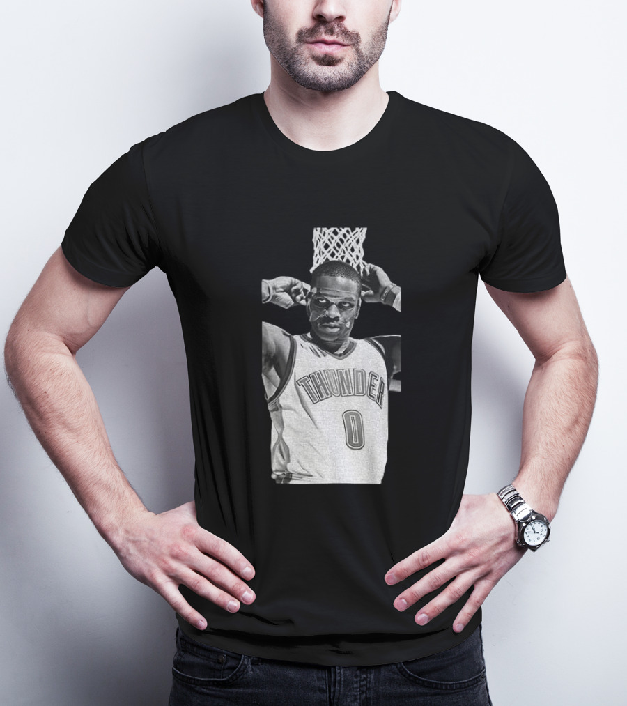 Russell Westbrook Masked OKC Thunder Basketball Legend Iconic Number 0 T-Shirt