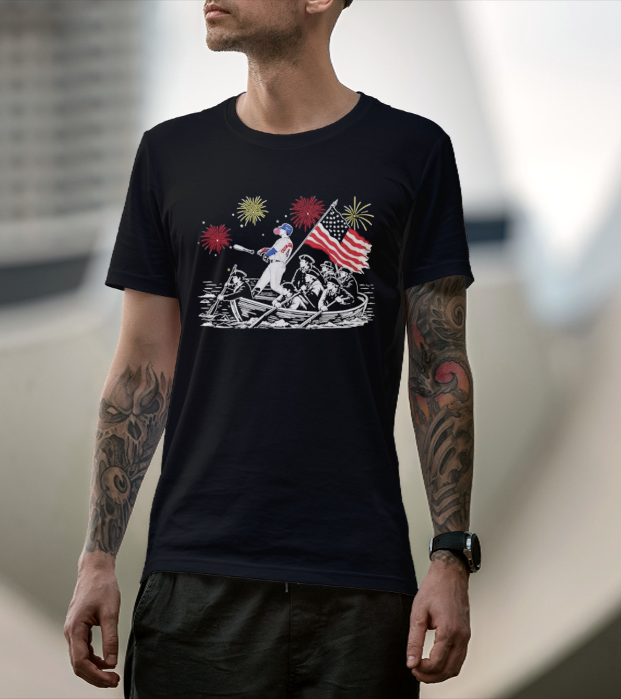 Players Crow Armstrong Patriotic Baseball Batting With American Flag And Revolutionary Boat T-Shirt