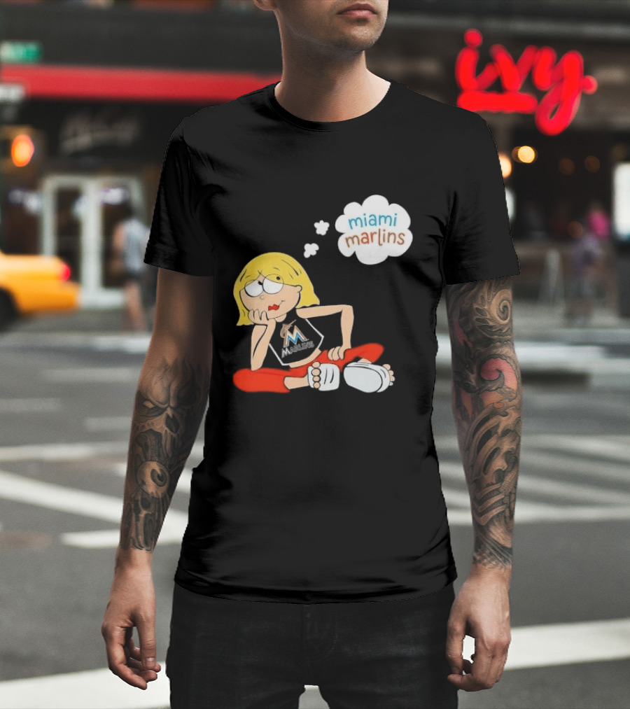 Miami Marlins MLB Cartoon Lizzie McGuire Blonde Girl Fan T-Shirt
