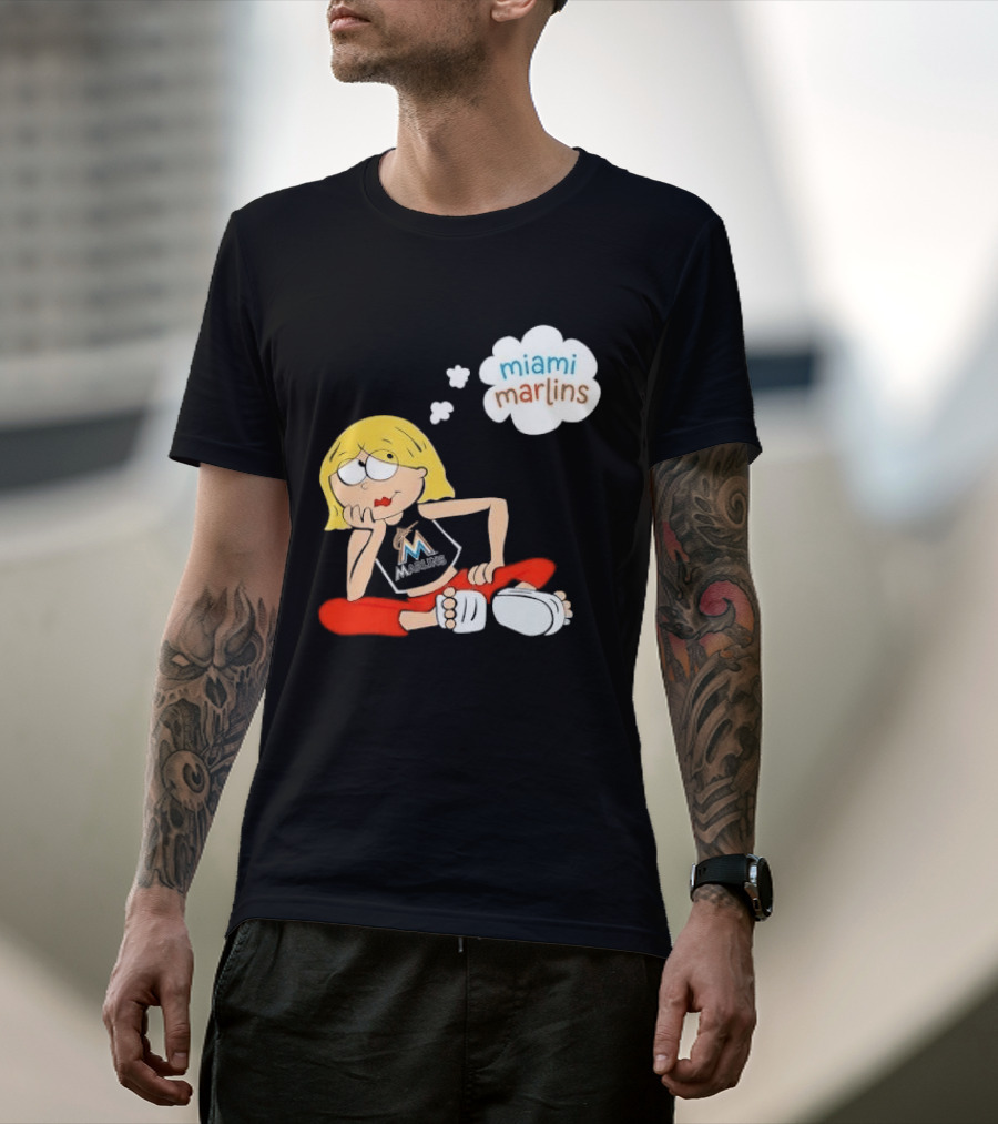 Miami Marlins MLB Cartoon Lizzie McGuire Blonde Girl Fan T-Shirt