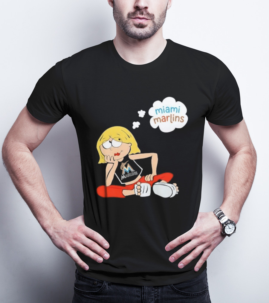 Miami Marlins MLB Cartoon Lizzie McGuire Blonde Girl Fan T-Shirt