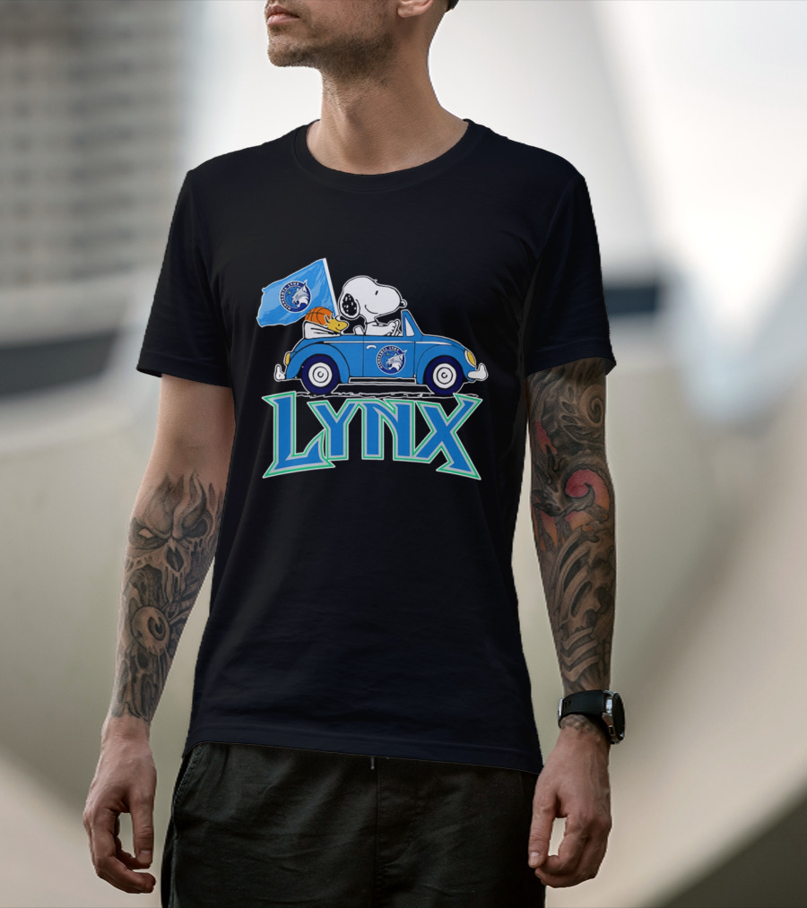 Minnesota Lynx Snoopy Driving Beetle Car With Team Flag T-Shirt