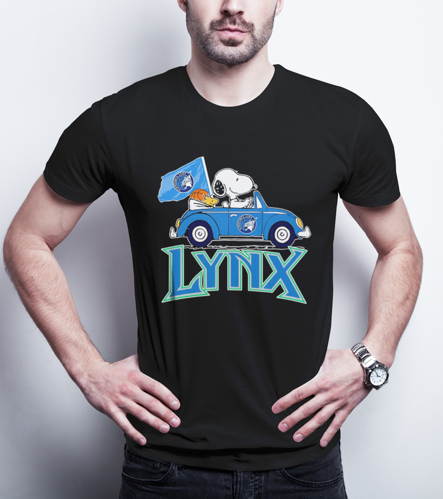 Minnesota Lynx Snoopy Driving Beetle Car With Team Flag T-Shirt