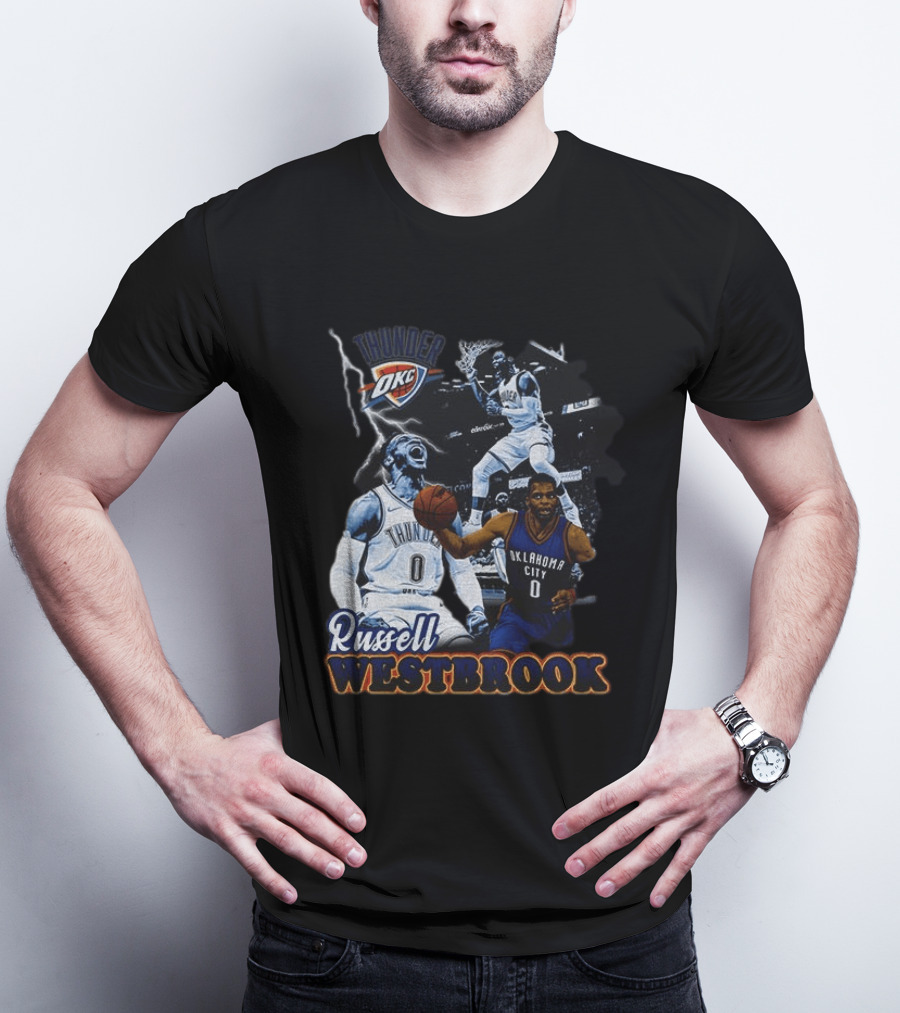 Russell Westbrook OKC Thunder Basketball Legend Collage T-Shirt