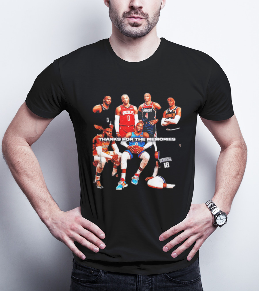 Russell Westbrook Thank You For The Memories OKC Thunder Rockets Wizards Denver T-Shirt