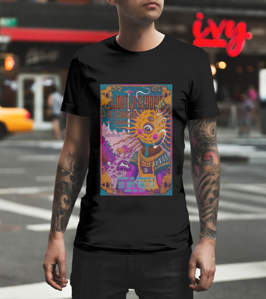 Slightly Stoopid The Elovaters DENM Road Trippin Summer Tour Riverfront Park Harrisburg PA August 13 2026 T-Shirt