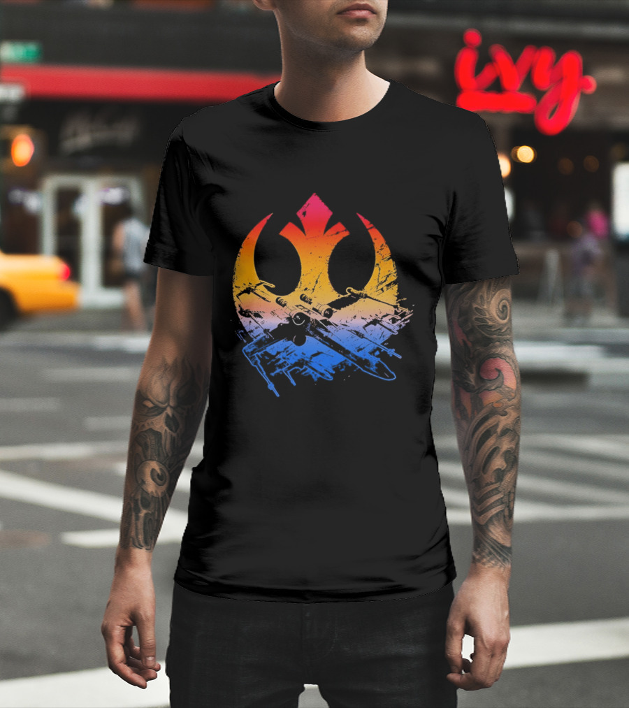 Star Wars Rebel Alliance Distressed Insignia X Wing Starfighters Gradient T-Shirt