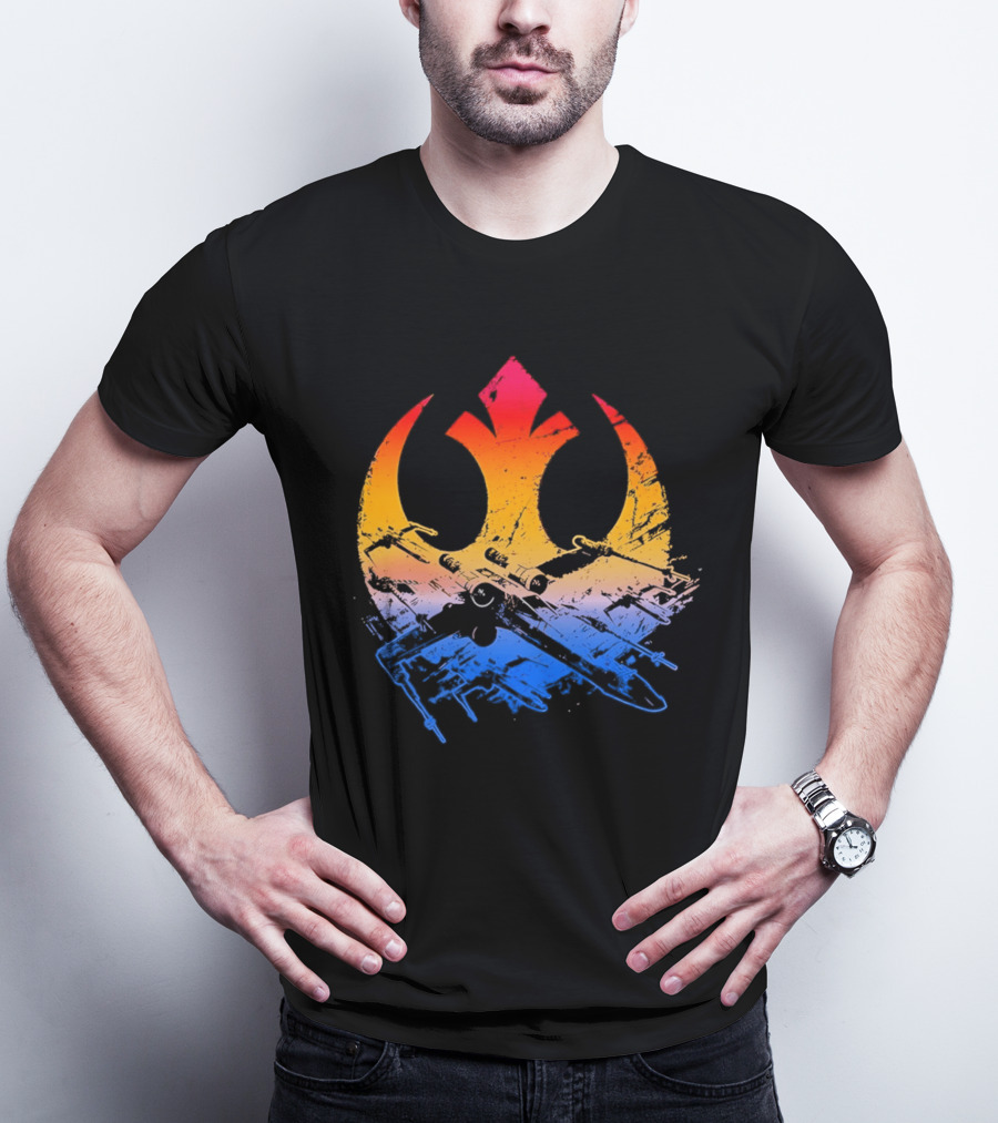 Star Wars Rebel Alliance Distressed Insignia X Wing Starfighters Gradient T-Shirt