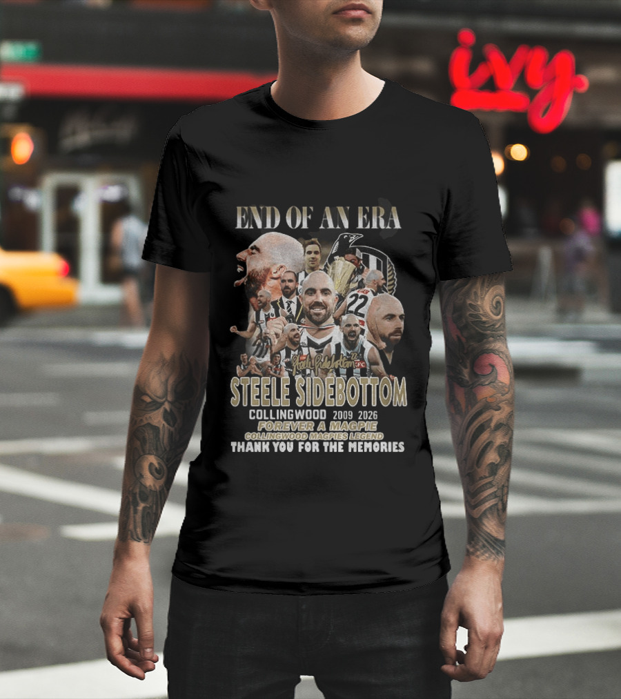End Of An Era Steele Sidebottom Collingwood 2009 2023 Forever A Magpie Legend Thank You For The Memories T-Shirt