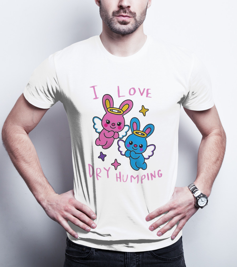 Angel Bunnies I Love Dry Humping Funny Cartoon Characters T-Shirt