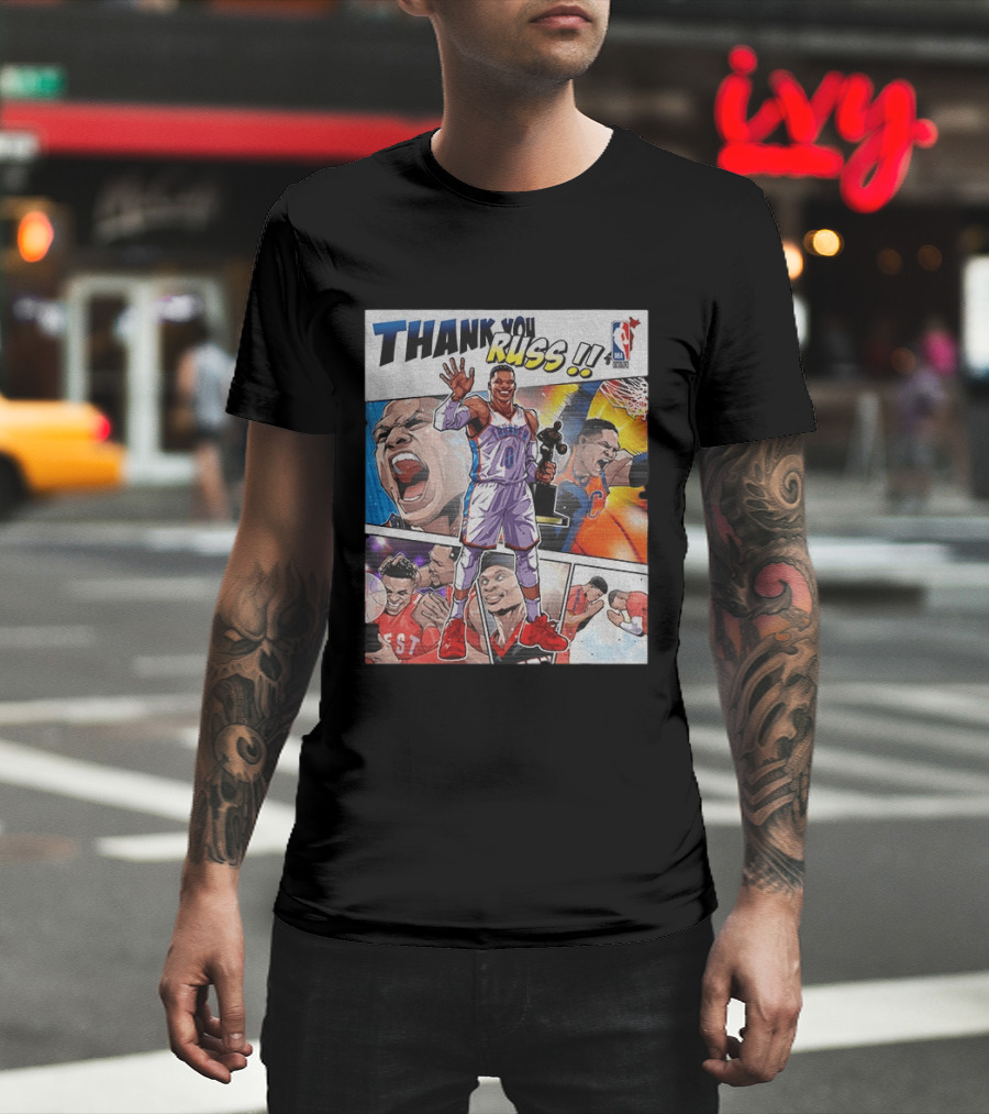 Thank You Russ NBA Tribute Mister Triple Double Legend Iconic Moments T-Shirt