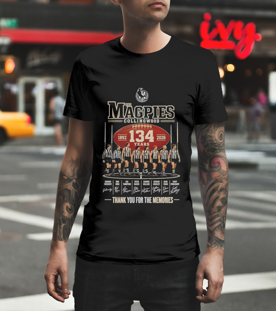 The Magpies Collingwood 1892 2026 134 Years Thank You For The Memories T-Shirt