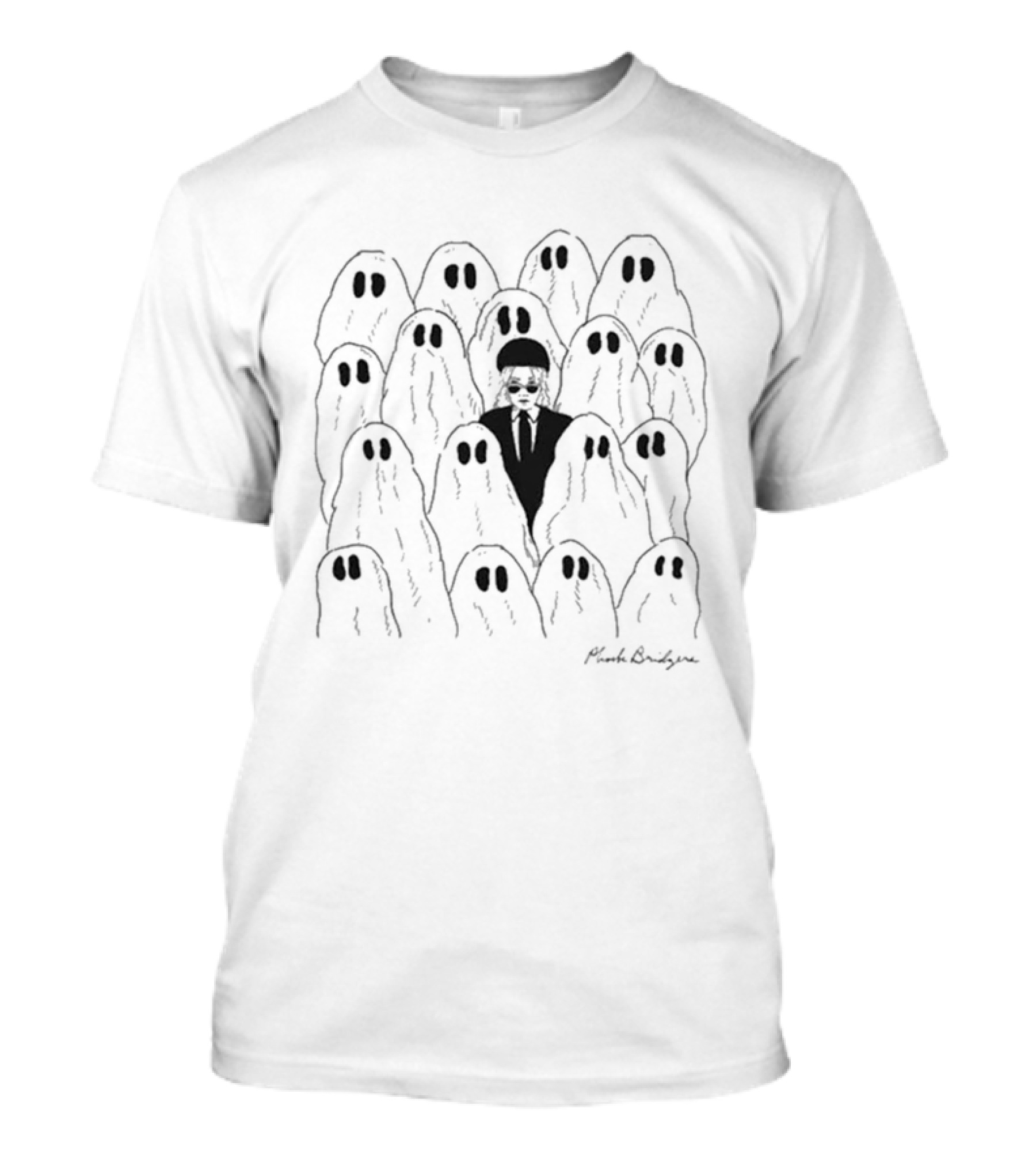 Phoebe Bridgers Ghost Pattern Sketch Black And White Ghosts T-Shirt