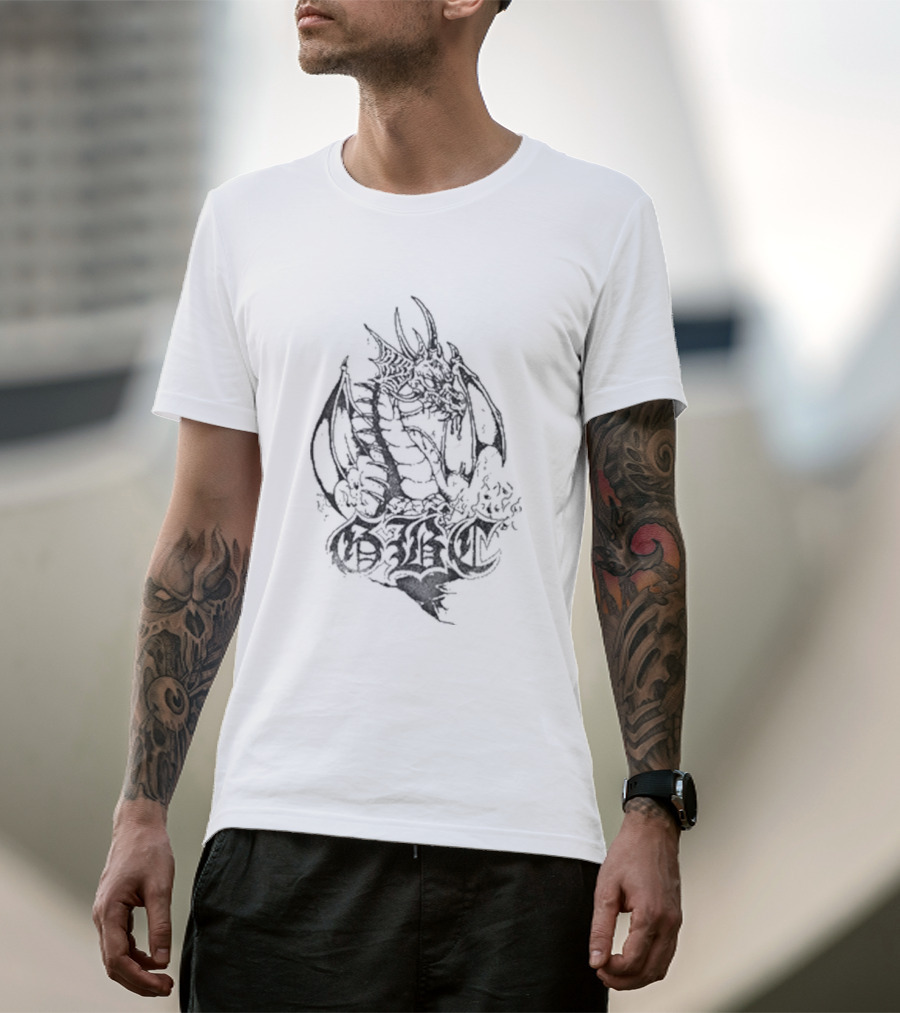 Goth Boi Clique Skull Dragon Artwork With Gothic Letters And Mythical Creature T-Shirt