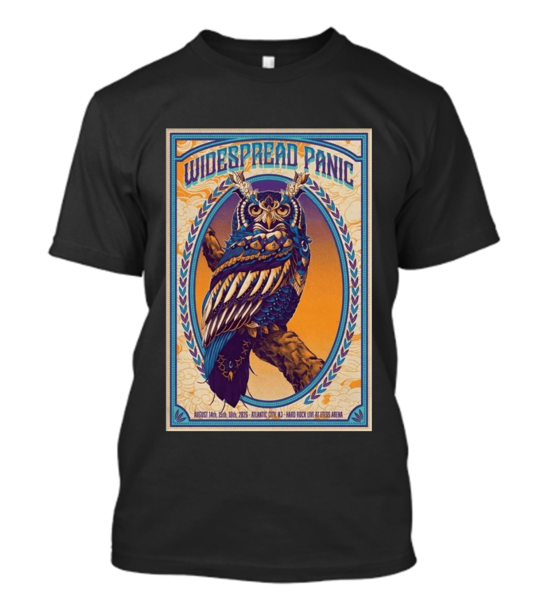 Widespread Panic Atlantic City August 14 16 2026 Hard Rock Live At Etess Arena Owl T-Shirt