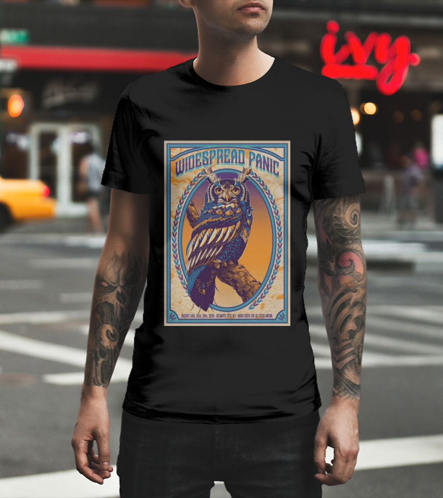 Widespread Panic Atlantic City August 14 16 2026 Hard Rock Live At Etess Arena Owl T-Shirt
