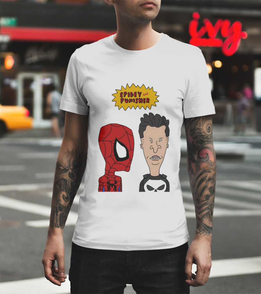 Beavis And Butt Head Spider Man Punisher Parody Marvel Mashup T-Shirt