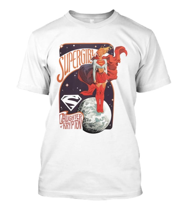 Supergirl Daughter Of Krypton DC Comic Style Superhero Logo Moon Scene T-Shirt
