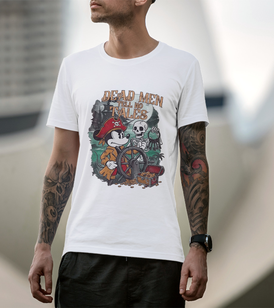 Mickey Mouse Pirate Skeleton Dead Men Tell No Tales Halloween Fantasy Adventure T-Shirt