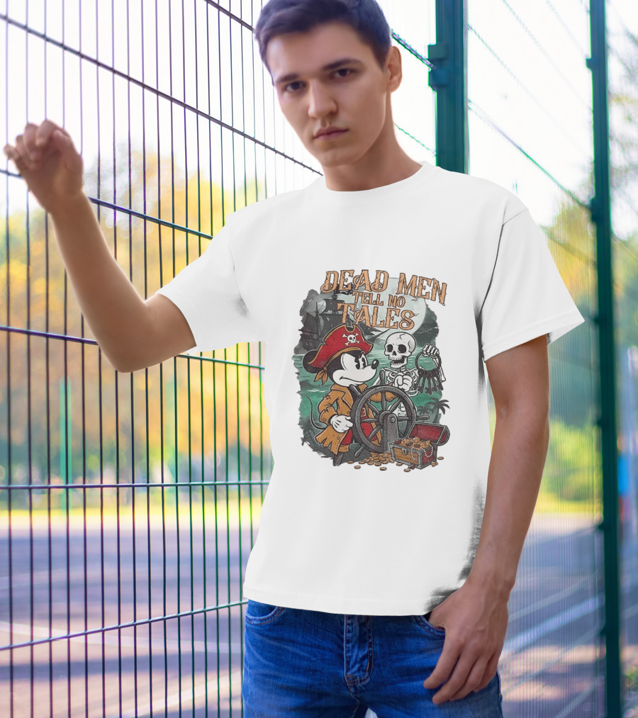 Mickey Mouse Pirate Skeleton Dead Men Tell No Tales Halloween Fantasy Adventure T-Shirt