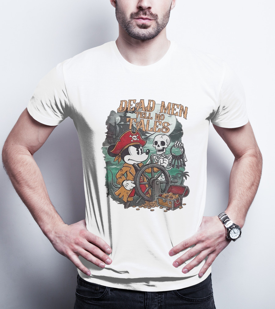 Mickey Mouse Pirate Skeleton Dead Men Tell No Tales Halloween Fantasy Adventure T-Shirt
