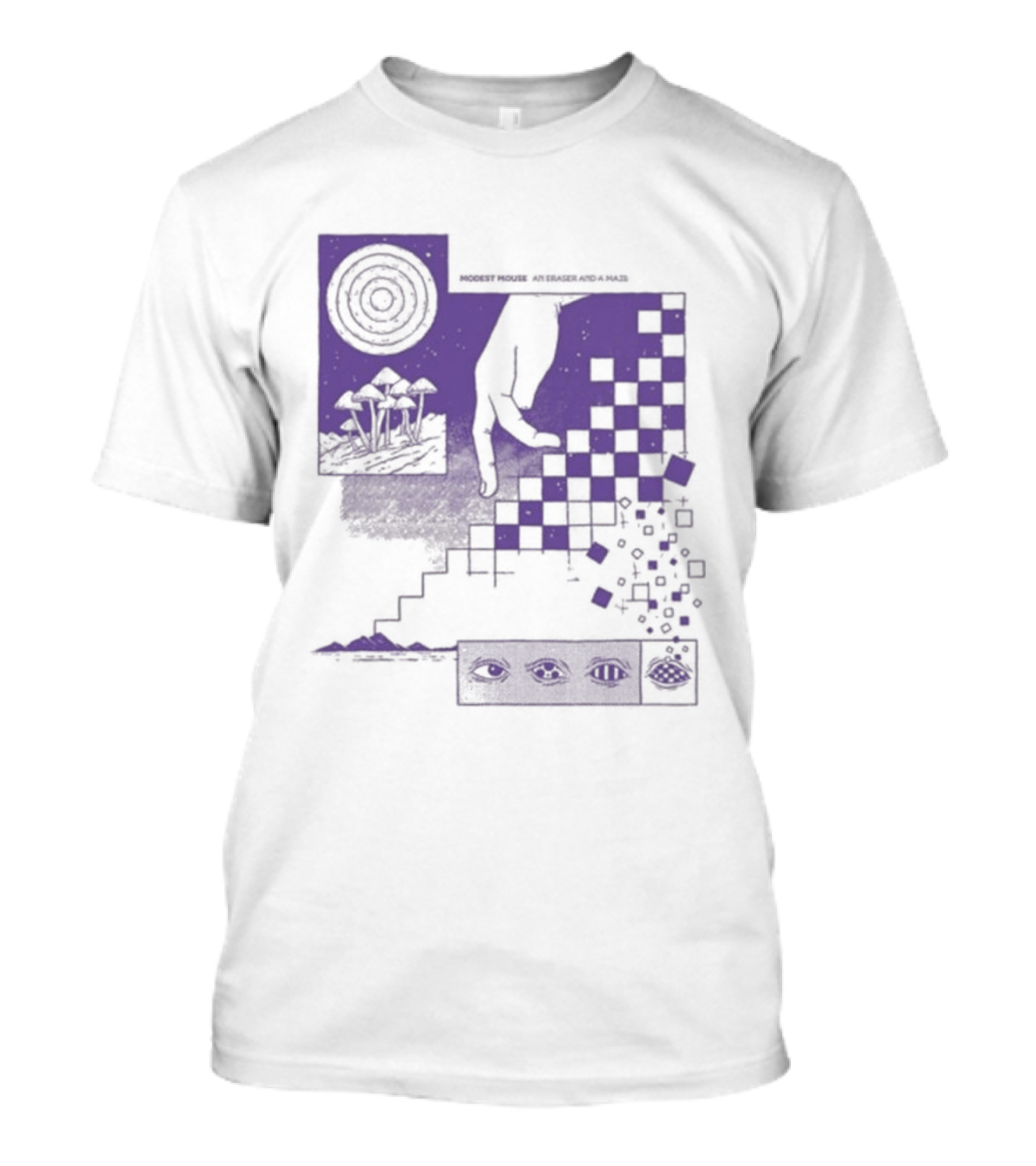 Modest Mouse An Eraser And A Maze Album Artwork Purple Checkerboard T-Shirt