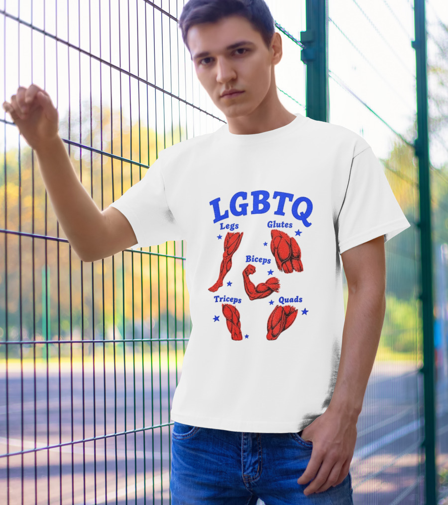 LGBTQ Muscular Anatomical Legs Glutes Biceps Triceps Quads Workout T-Shirt