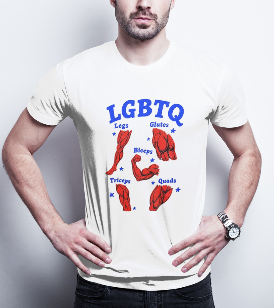 LGBTQ Muscular Anatomical Legs Glutes Biceps Triceps Quads Workout T-Shirt