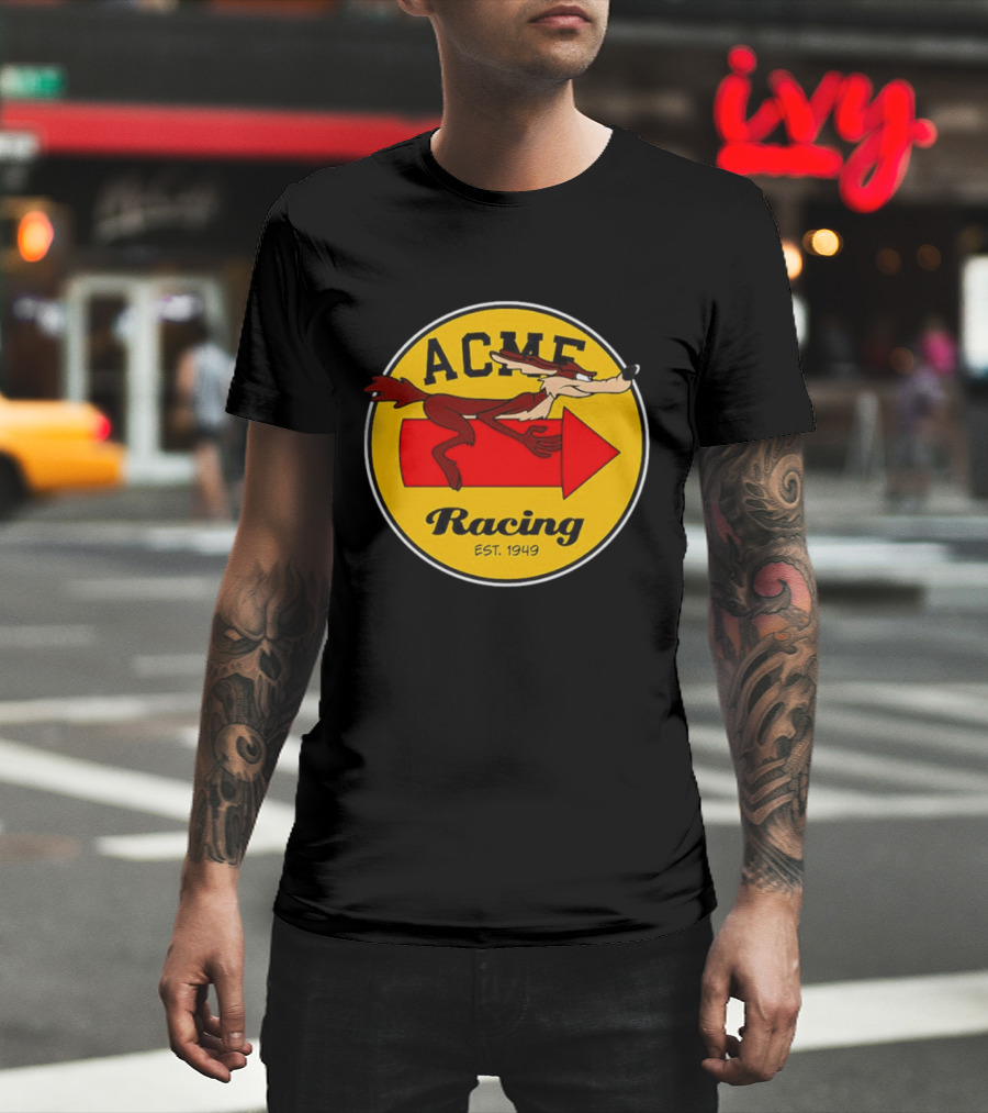 Acme Racing Wile E. Coyote Rocket Est 1949 Retro Cartoon T-Shirt