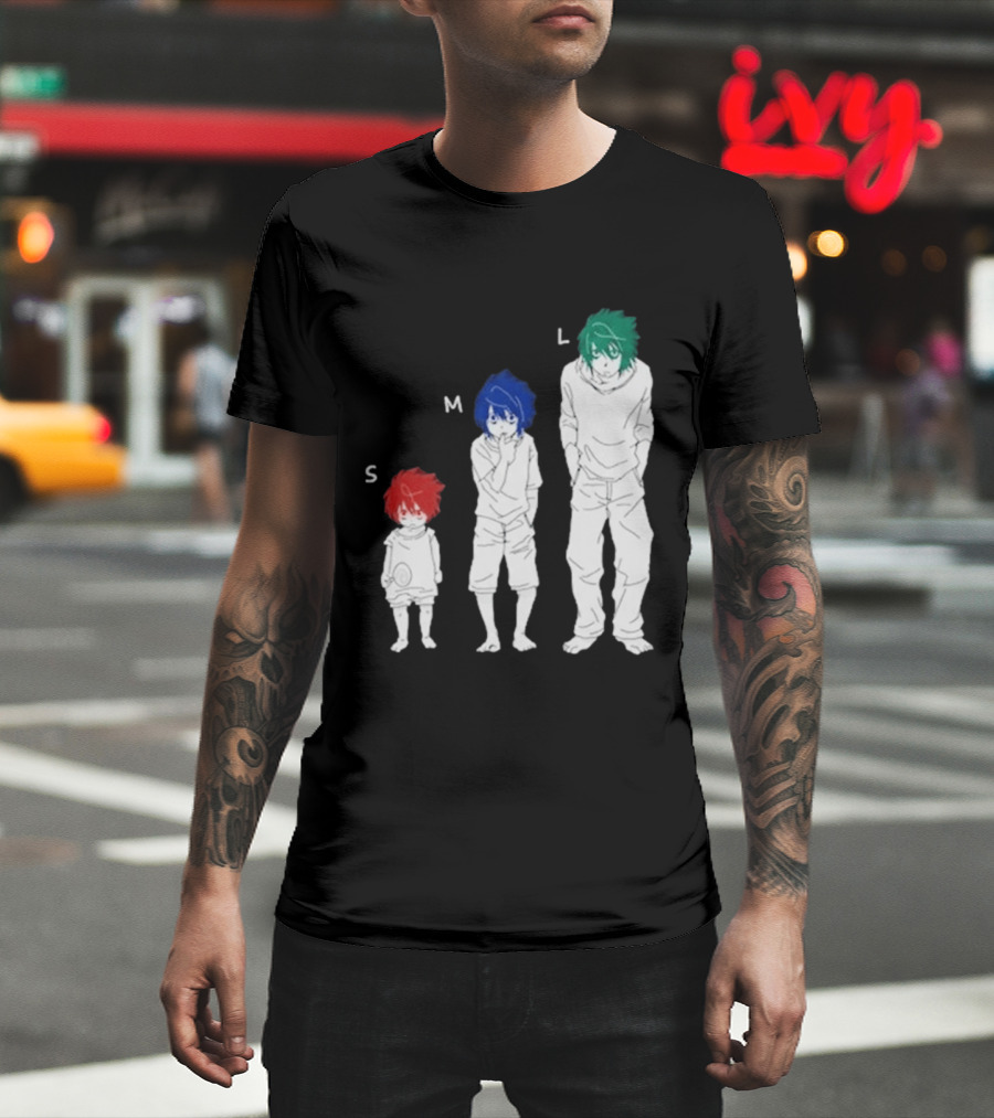 Anime Death Note L Character Evolution Sizes S M L T-Shirt