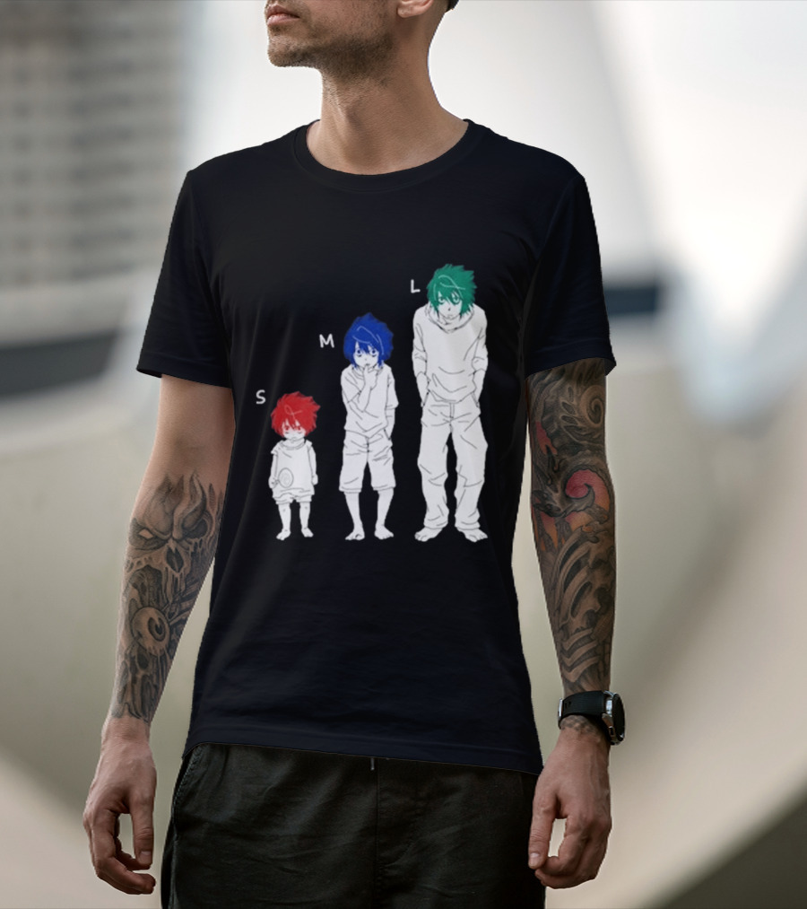 Anime Death Note L Character Evolution Sizes S M L T-Shirt