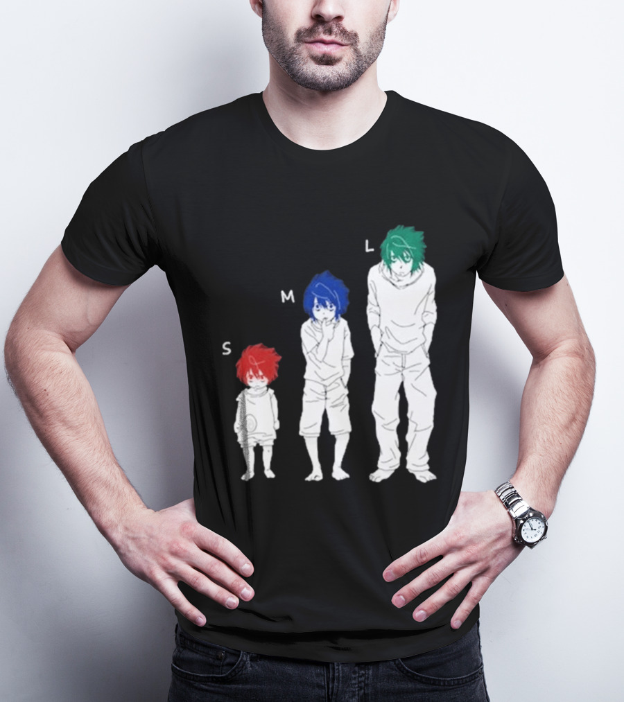 Anime Death Note L Character Evolution Sizes S M L T-Shirt