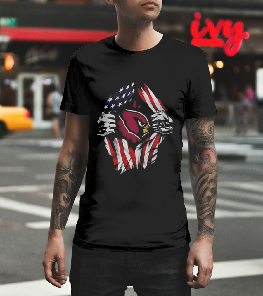 Arizona Cardinals American Flag Bald Eagle Skull Super Man T-Shirt