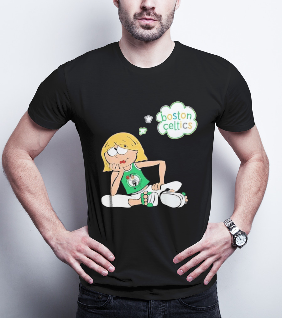 Boston Celtics NBA Cartoon Girl Sitting Thought Bubble T-Shirt